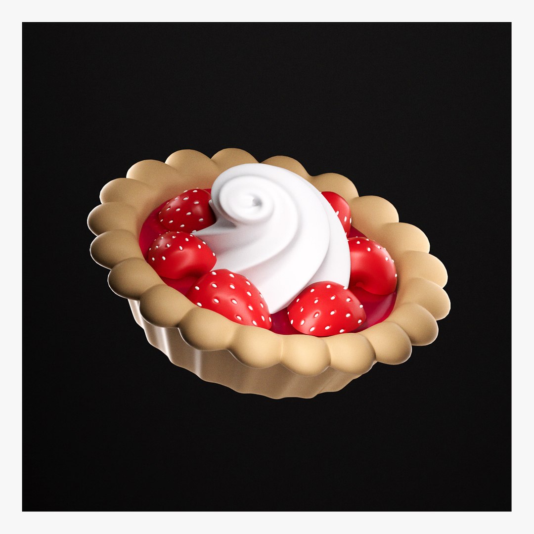 Cartoon Strawberry Pie Tart 3D Model - TurboSquid 2120522