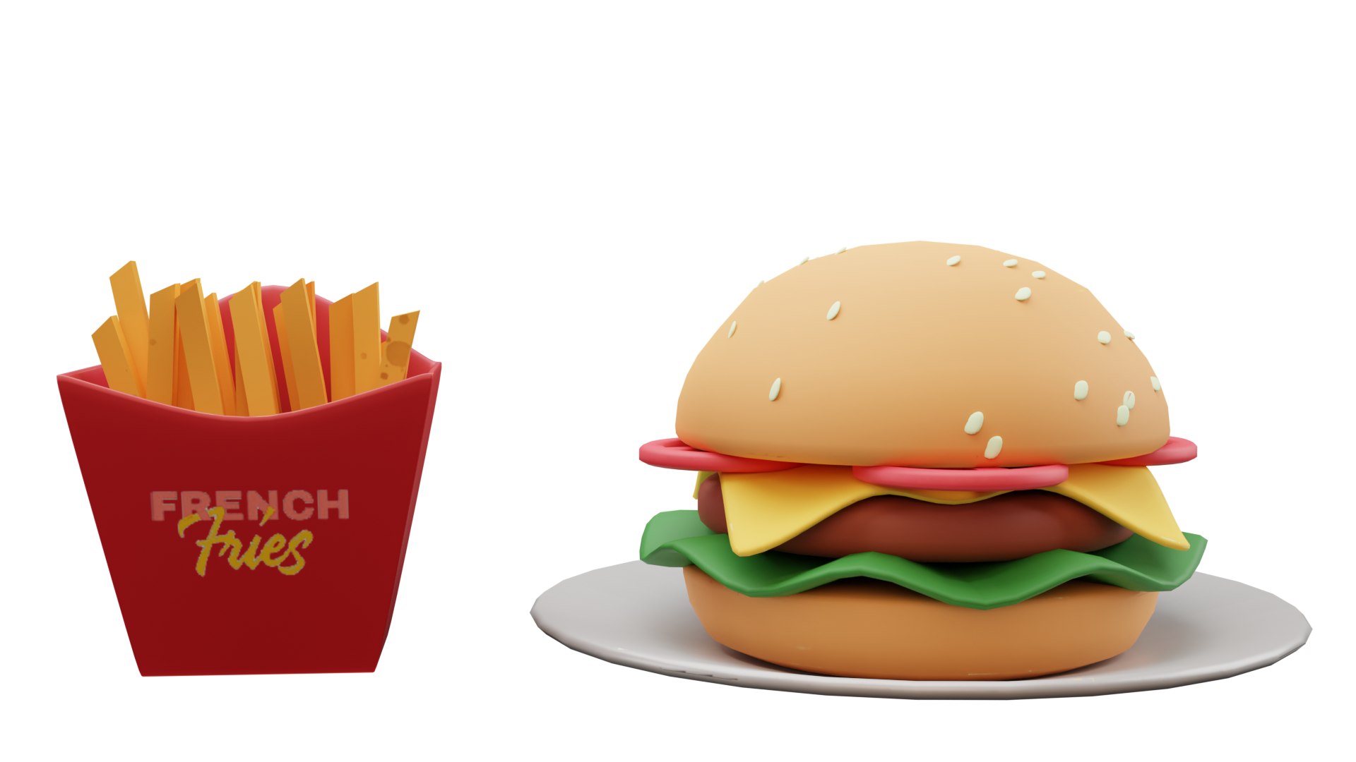 3D 4 Itens Low Poly Fast Food - TurboSquid 2118600