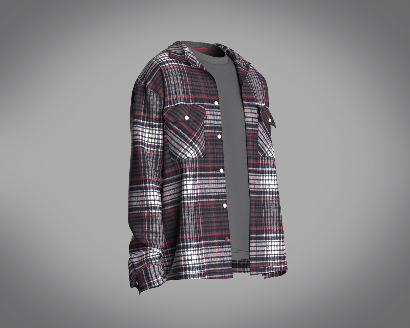 Mens Flannel Relaxed Fit Shirt Over T-shirt Model - TurboSquid 2317830
