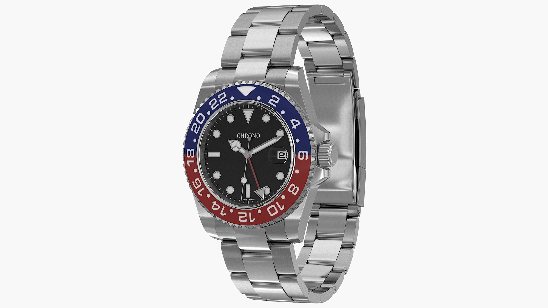 3D Chrono Watch 3 Red And Blue Bezel - TurboSquid 2142060