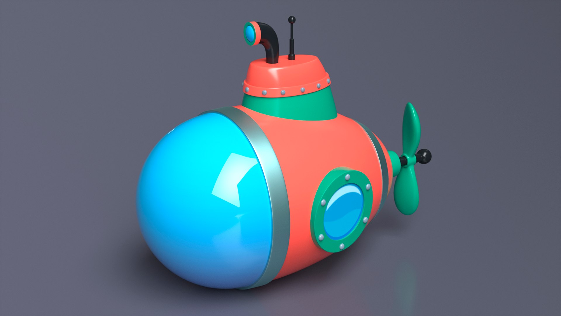 Cartoon Style Submarine Red 3D Model - TurboSquid 2219821