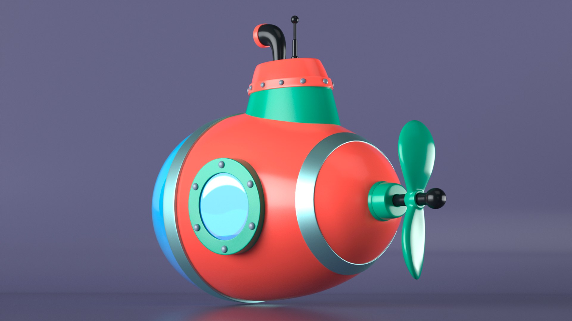 Cartoon Style Submarine Red 3D Model - TurboSquid 2219821