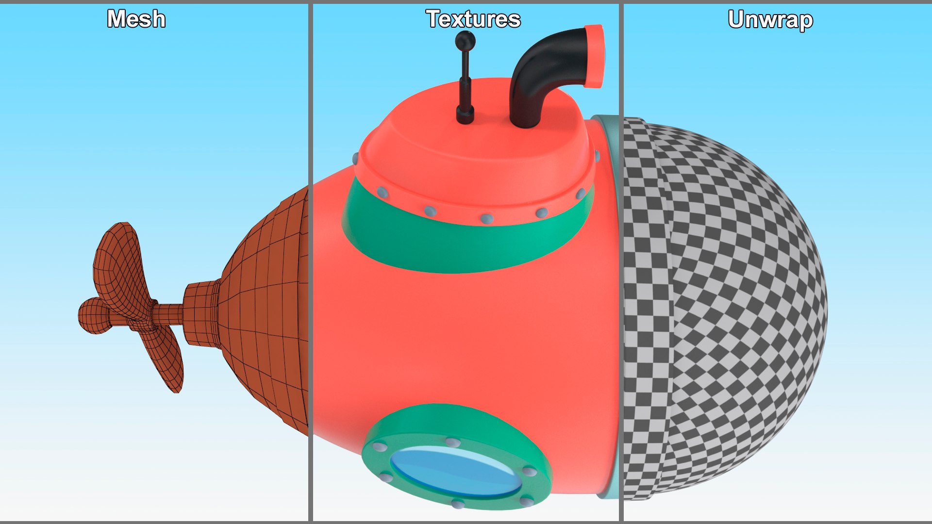 Cartoon Style Submarine Red 3D Model - TurboSquid 2219821