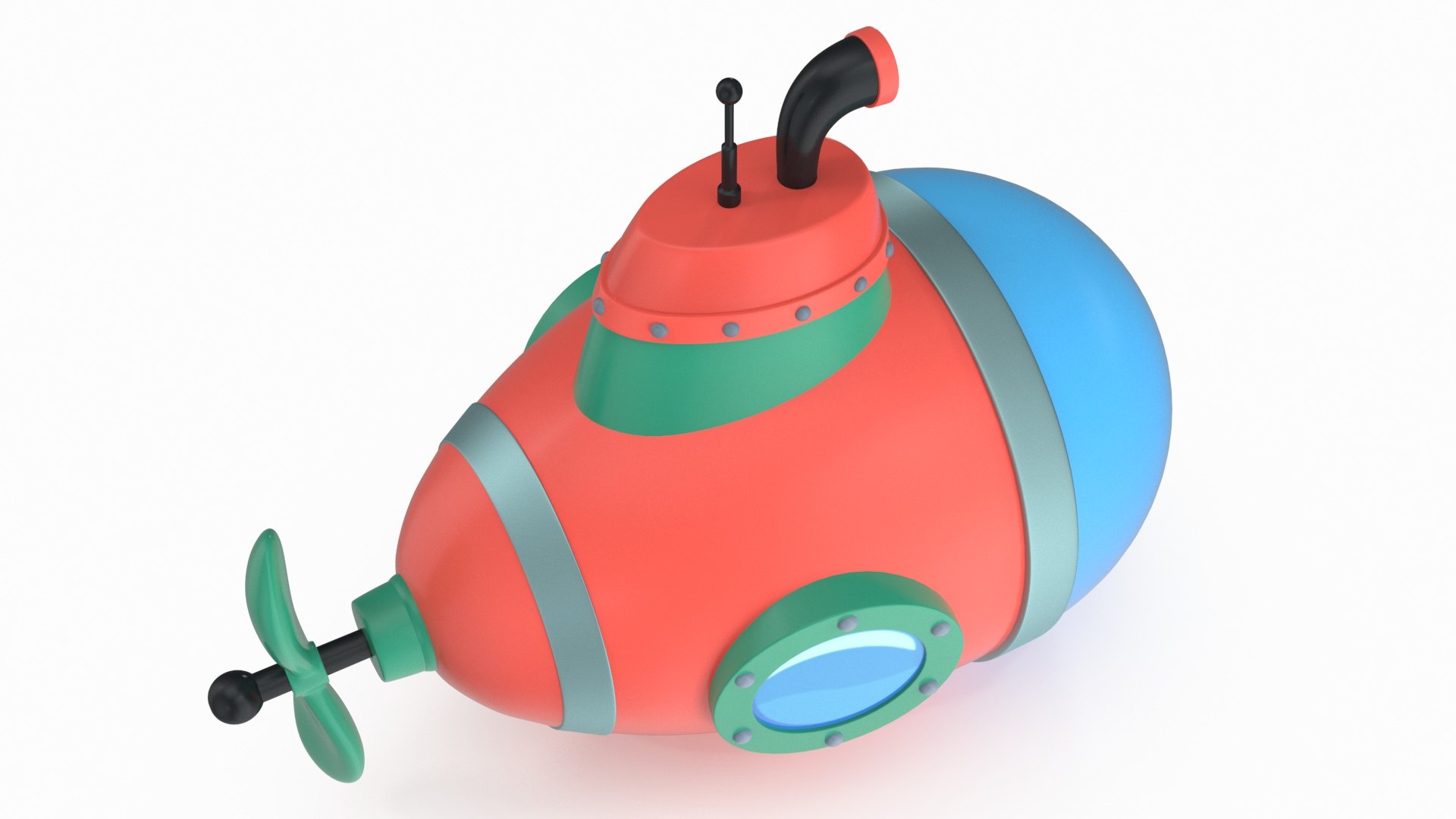Cartoon Style Submarine Red 3D Model - TurboSquid 2219821