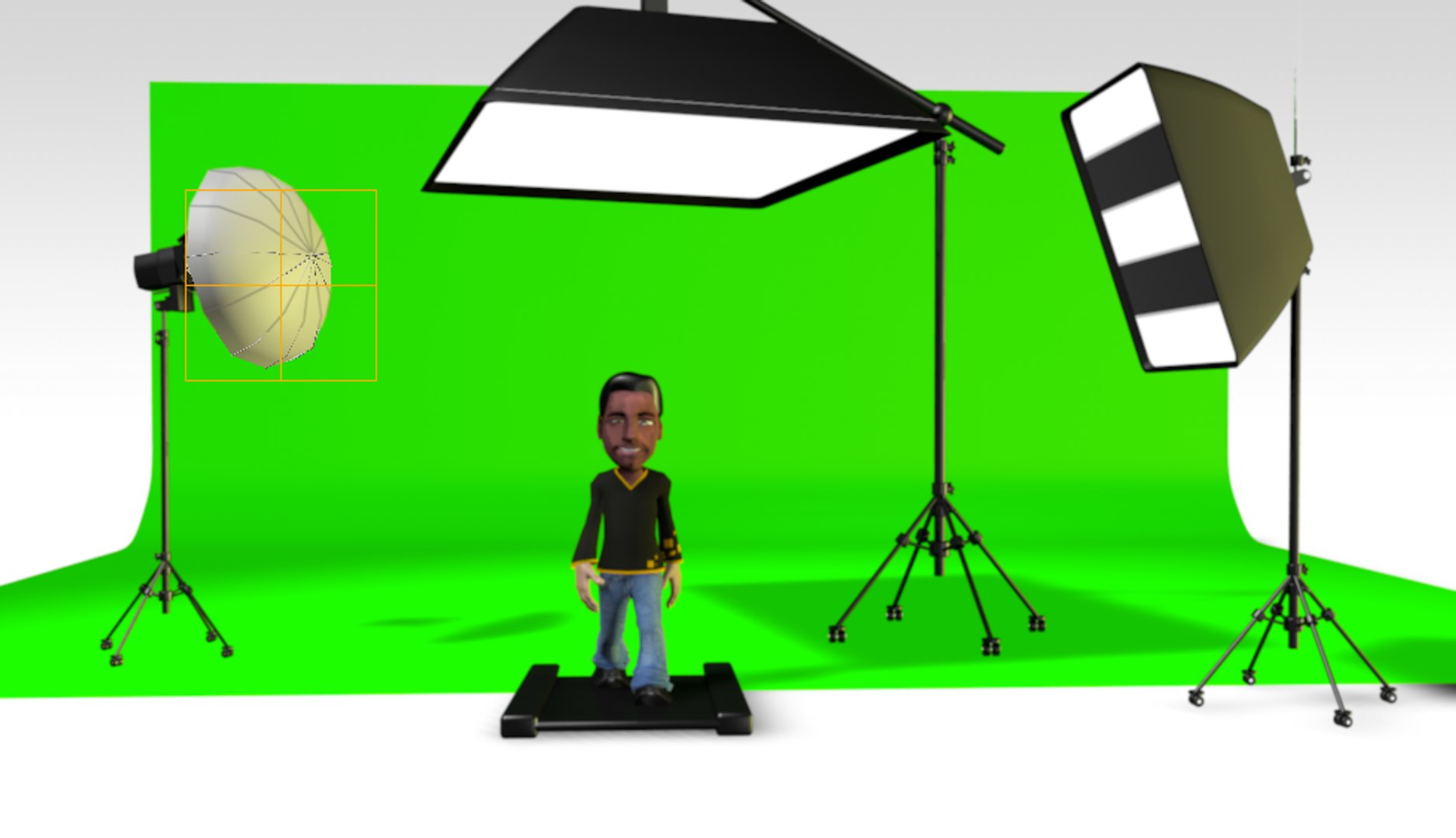 3d Cartoon Green Screen Set