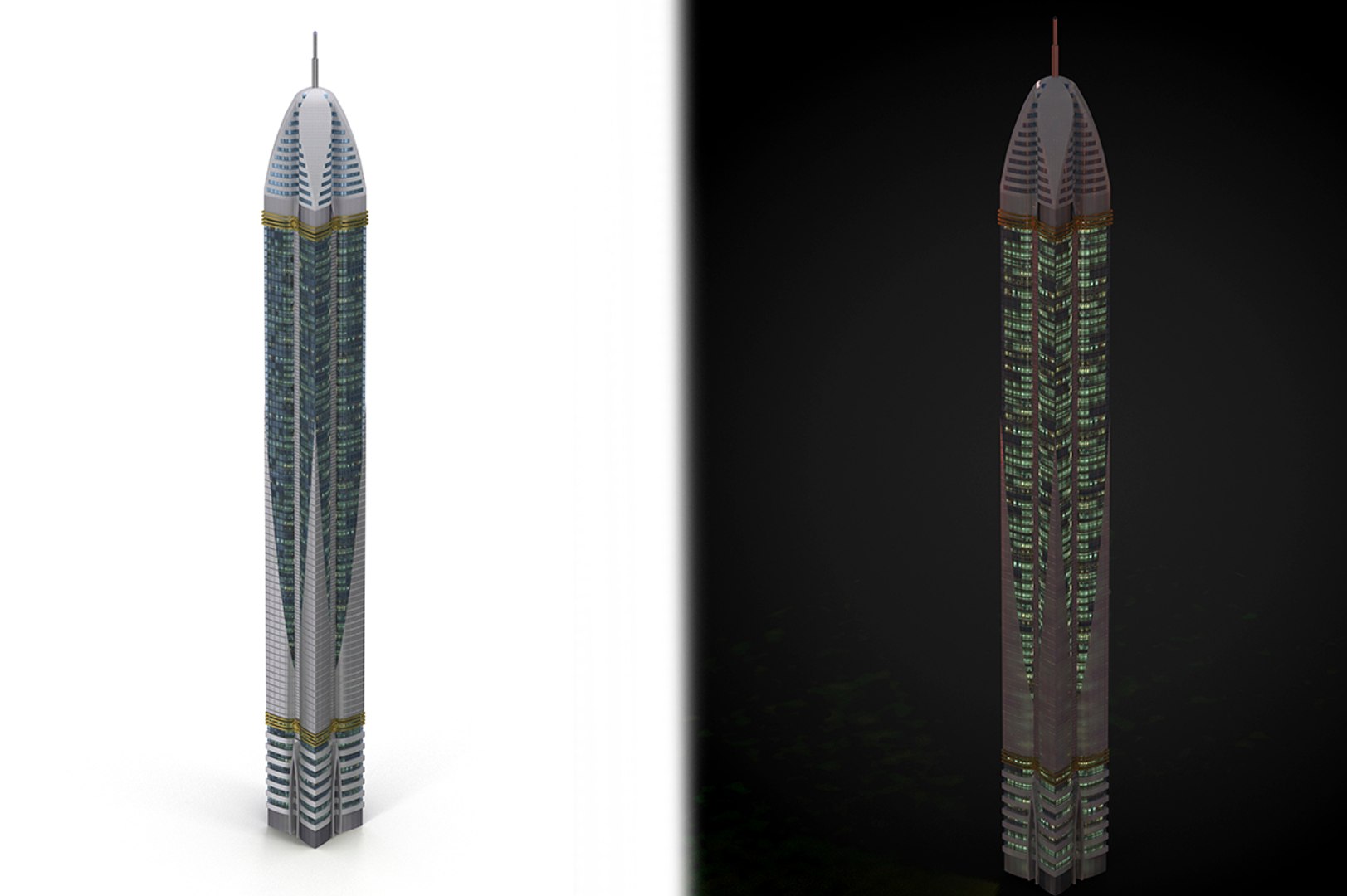 3d skyscraper cityscape model