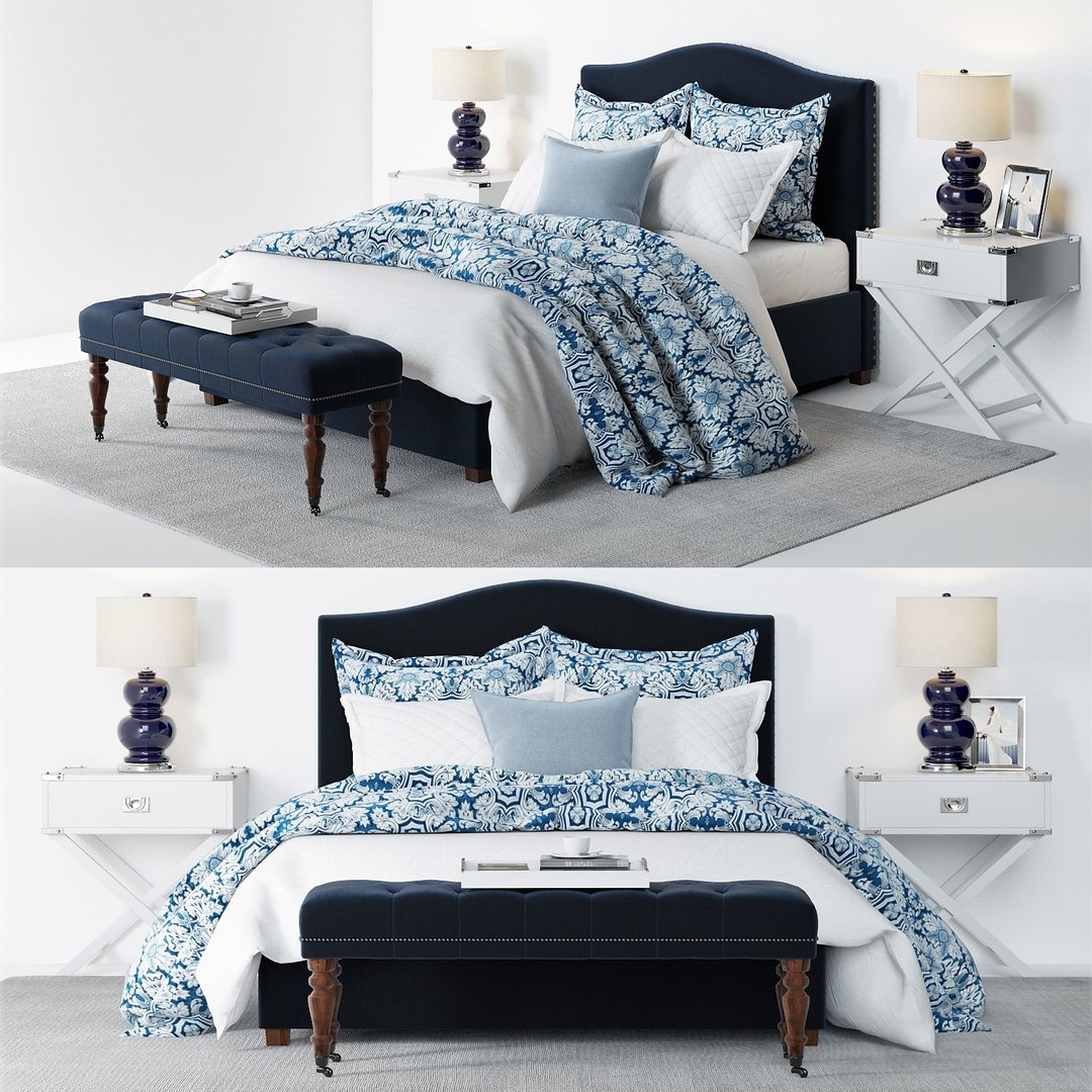 Pottery Barn Raleigh Bed 3D Model - TurboSquid 1488318