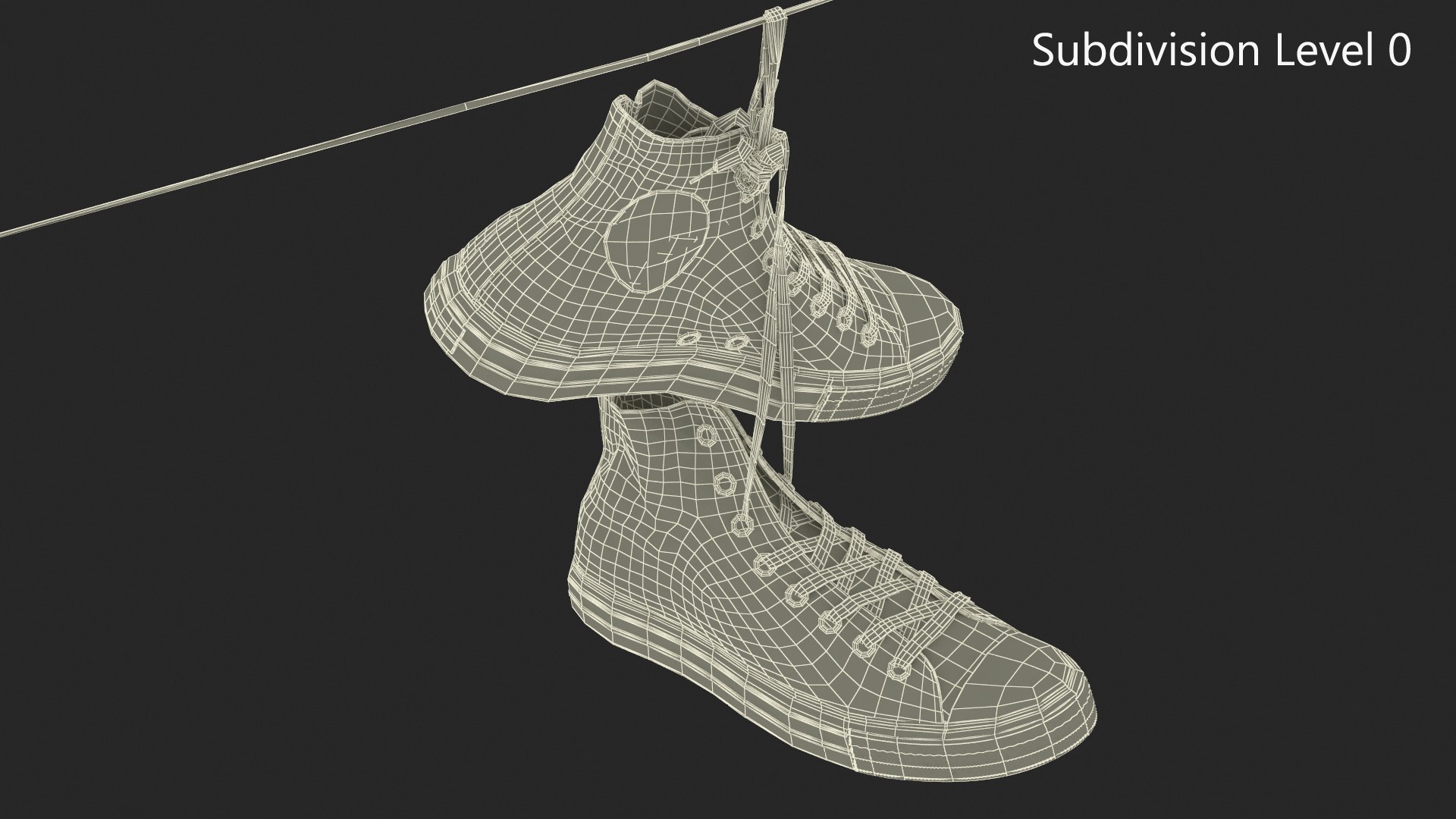 3D White Converse All Star Sneakers Hanging On Rope Model - TurboSquid ...