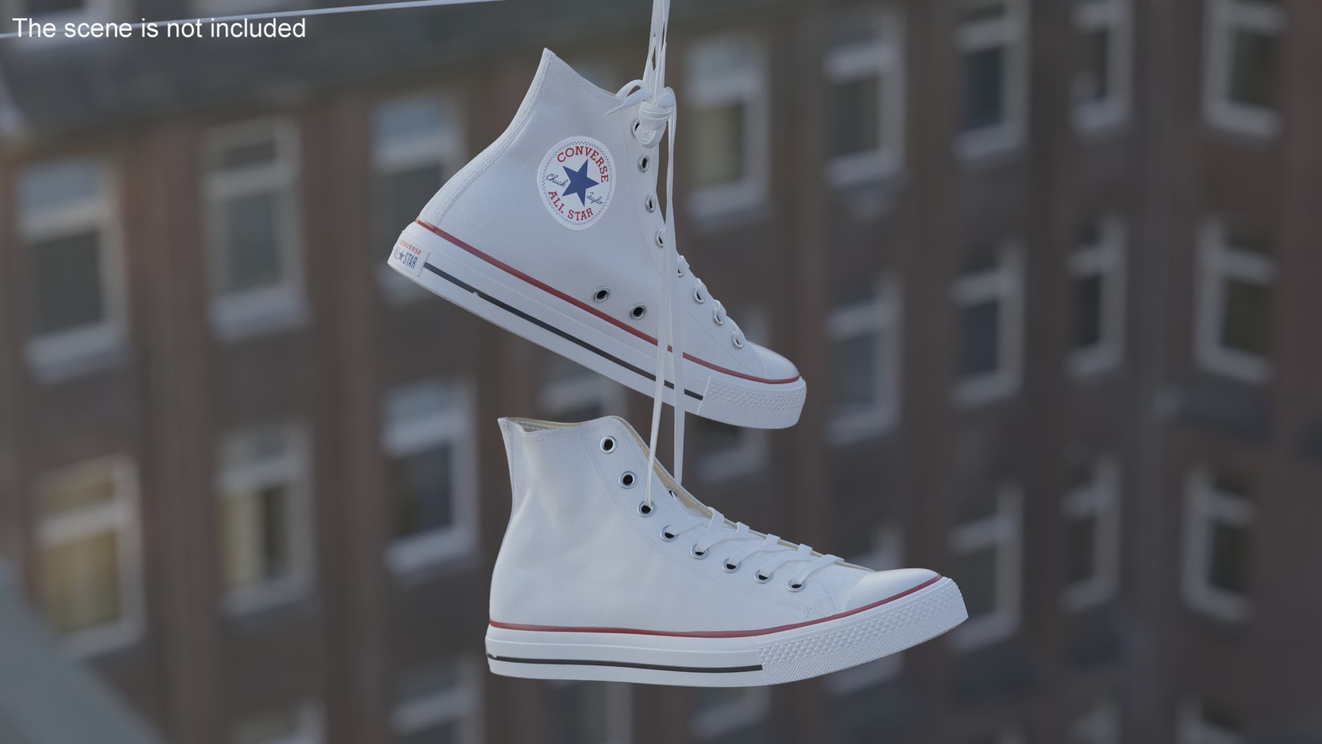 3D White Converse All Star Sneakers Hanging On Rope Model - TurboSquid ...