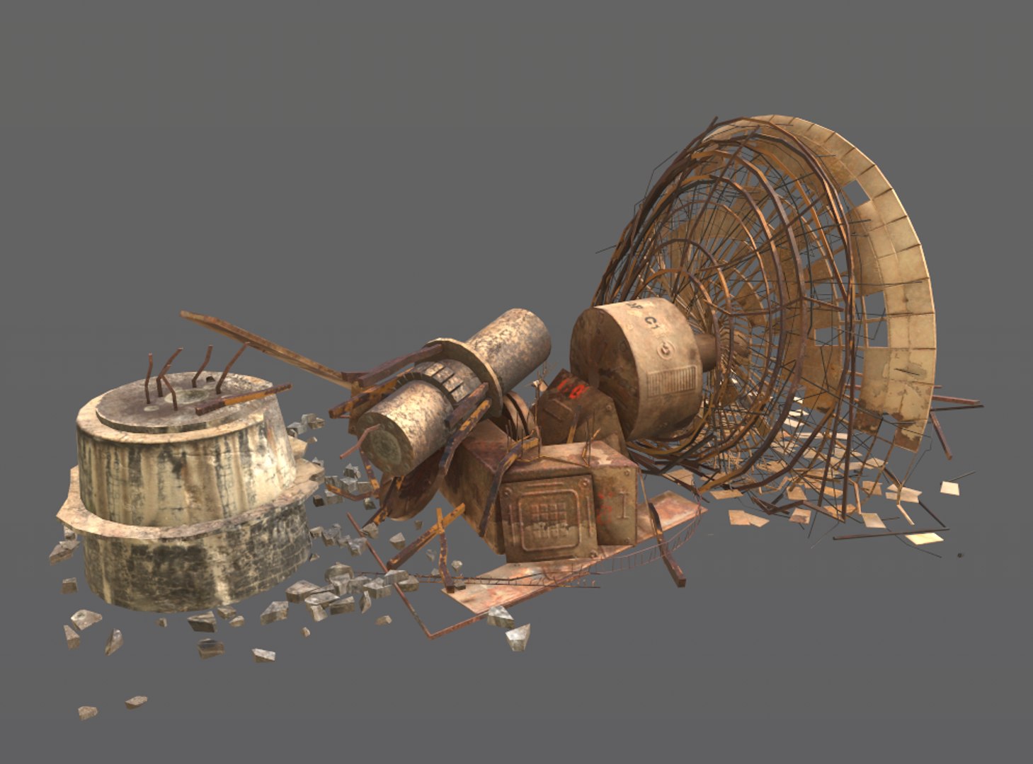 3D Broken Satellite Antenna Model - TurboSquid 1687345