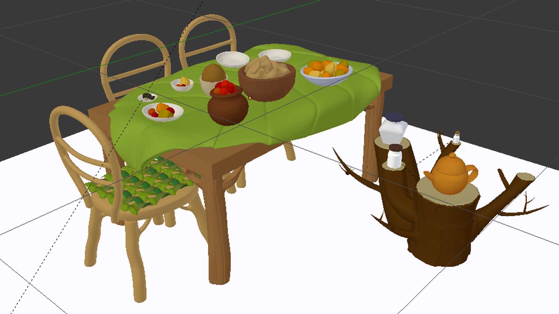 Cartoon Table Set 3D Model - TurboSquid 1417687