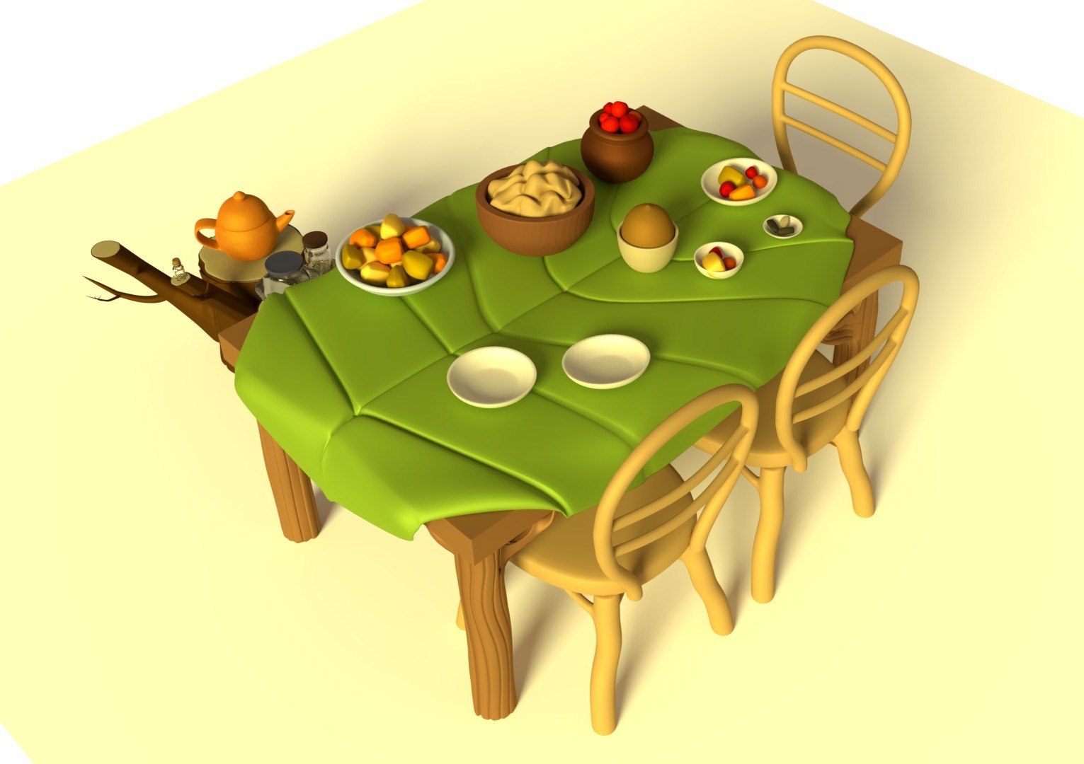 Cartoon Table Set 3D Model - TurboSquid 1417687