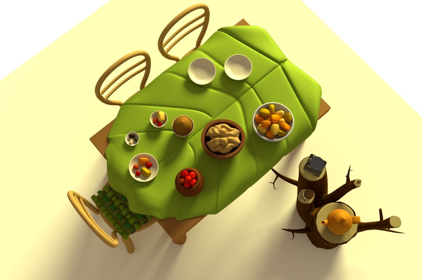 Cartoon Table Set 3D Model - TurboSquid 1417687