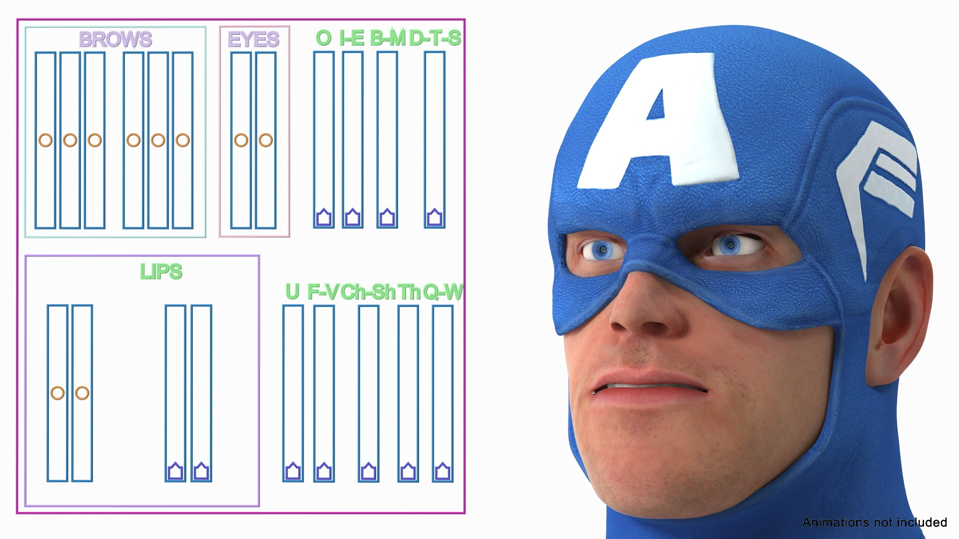 3D Captain America Cartoon Head Rigged - TurboSquid 2063787