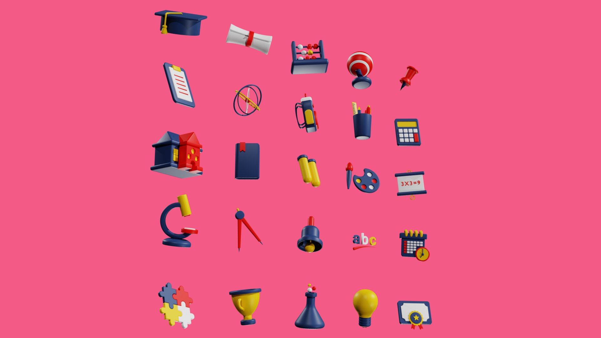 25 3D Educational Icon 3D Model - TurboSquid 2218300