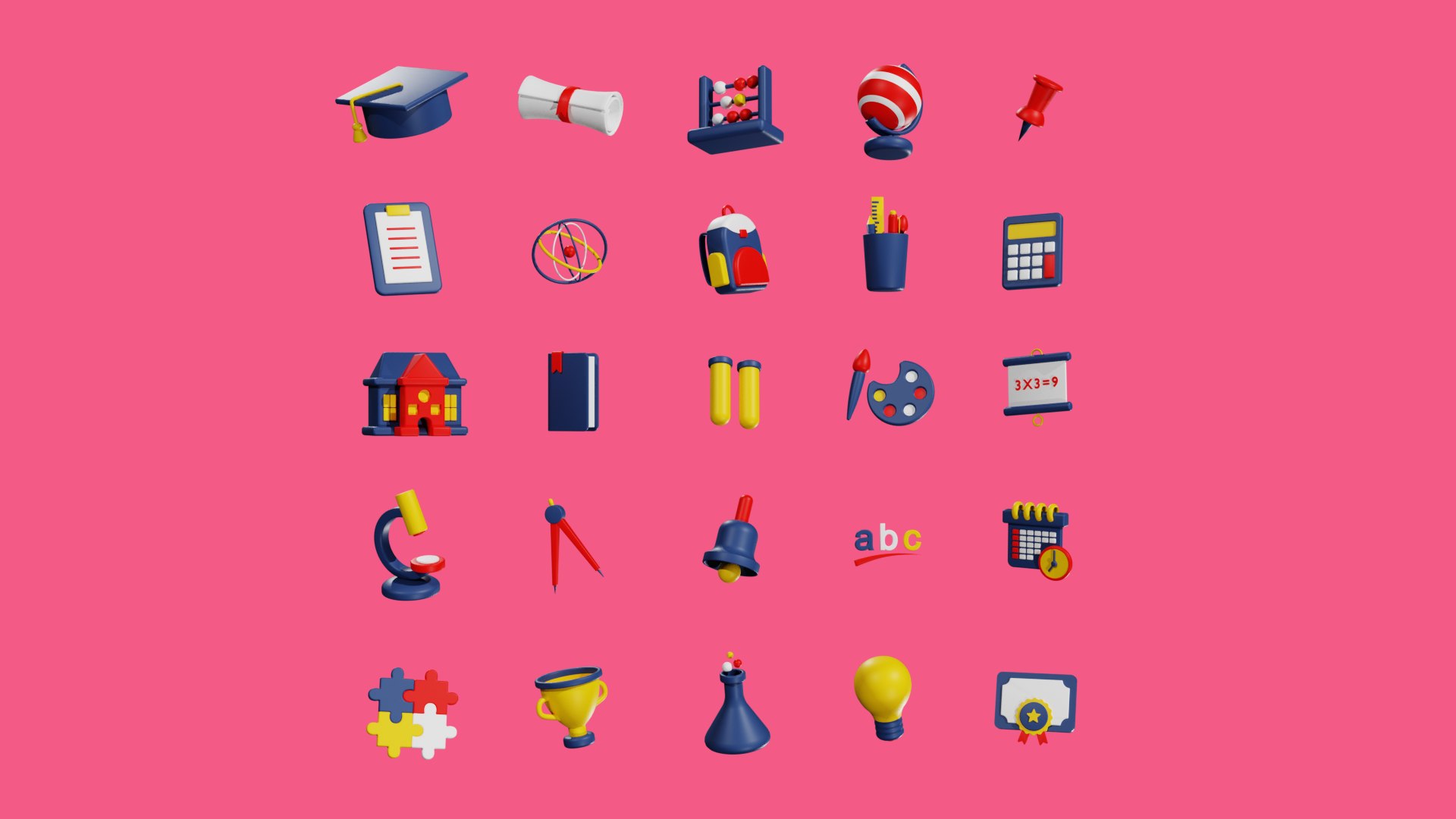 25 3D Educational Icon 3D Model - TurboSquid 2218300