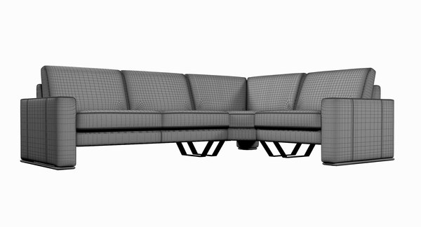 modelo 3d Sofá esquinero modular de 4 plazas de cuero negro ...