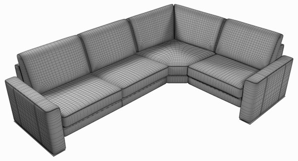 modelo 3d Sofá esquinero modular de 4 plazas de cuero negro ...