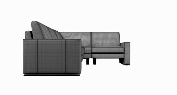 modelo 3d Sofá esquinero modular de 4 plazas de cuero negro ...