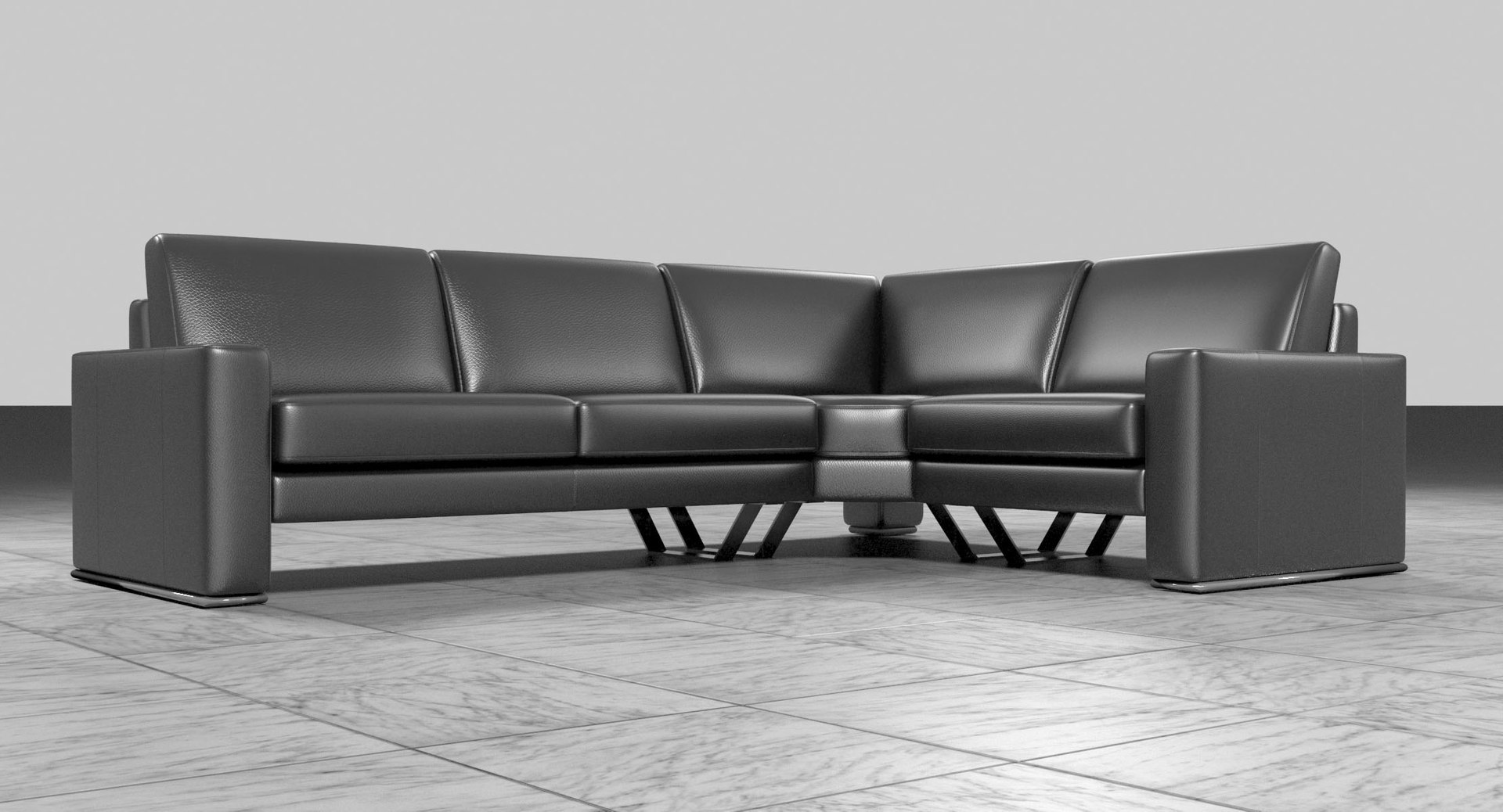 3D Modular Sofa Leather Black - TurboSquid 1708236