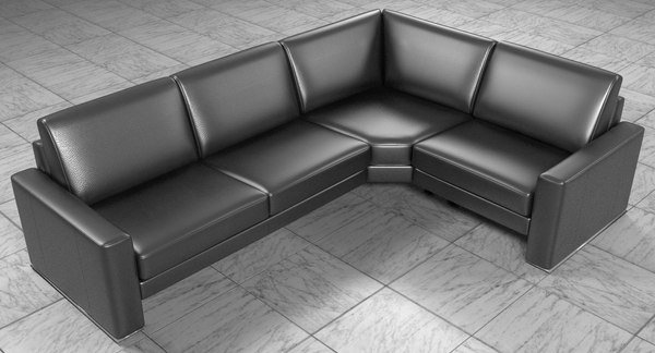 3D modular sofa leather black - TurboSquid 1708236