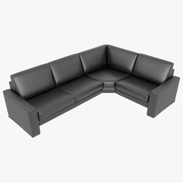 3D modular sofa leather black - TurboSquid 1708236
