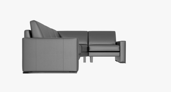 modelo 3d Sofá esquinero modular de 4 plazas de cuero negro ...