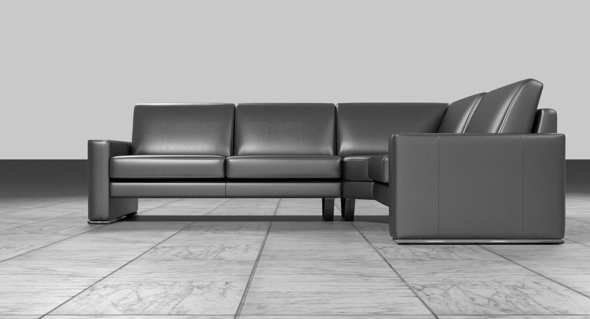 3D Modular Sofa Leather Black - TurboSquid 1708236