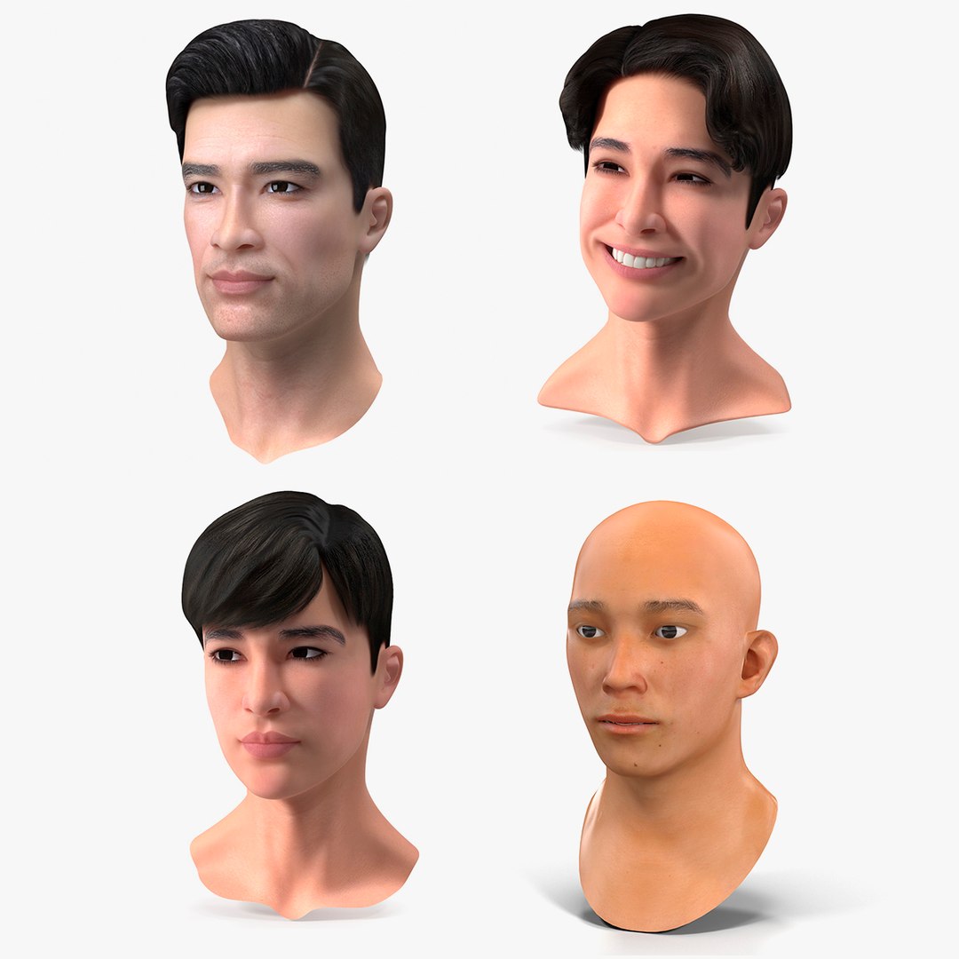 Asian Man Heads Collection 3 3D - TurboSquid 2054823