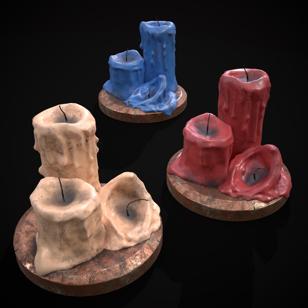 3D Three Melted Candles Model - TurboSquid 2088814