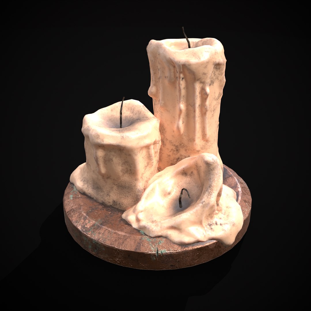 3D Three Melted Candles Model - TurboSquid 2088814