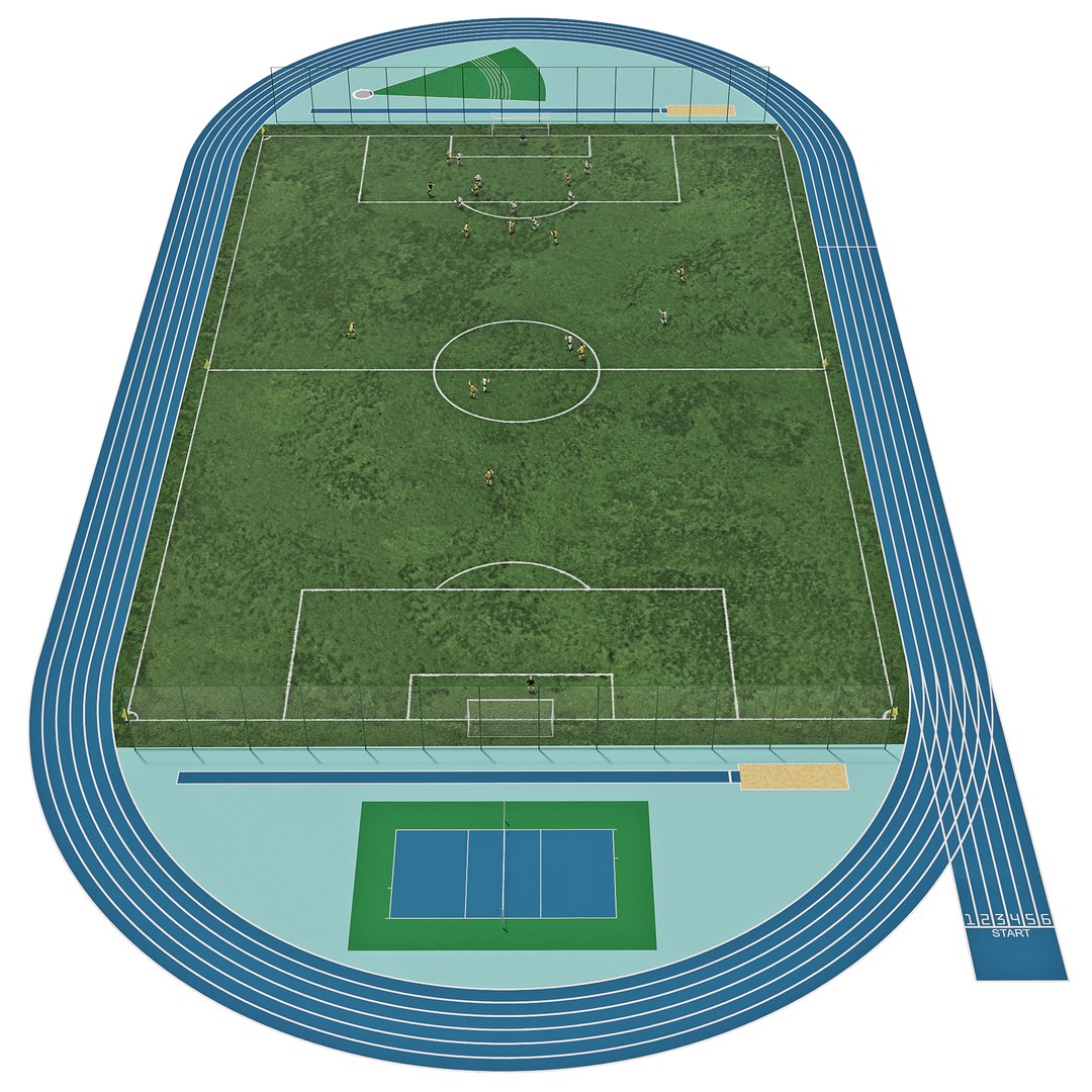 3D Football Field With Players 2 Model - TurboSquid 1981443