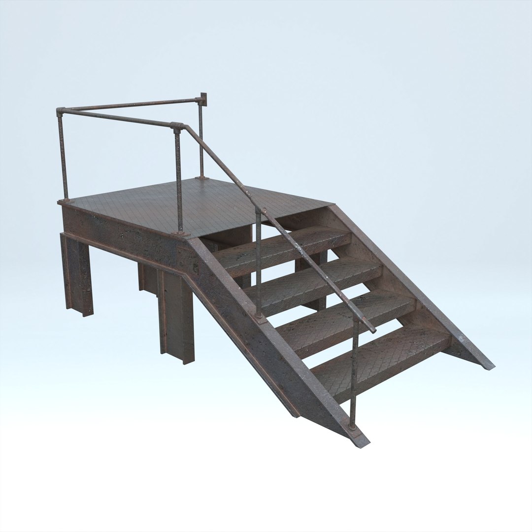3D Old Metal Stairs Model - TurboSquid 2426179