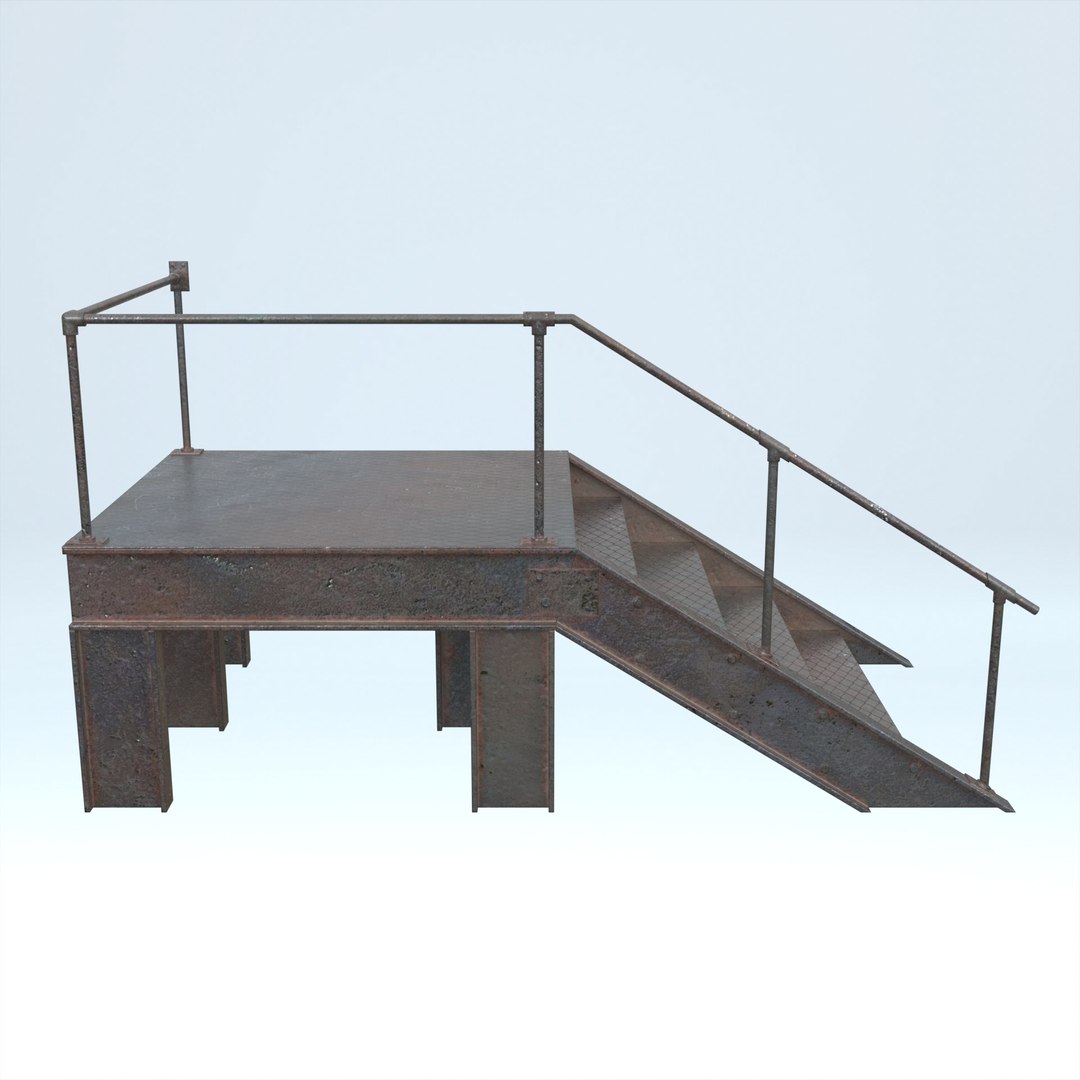 3D Old Metal Stairs Model - TurboSquid 2426179
