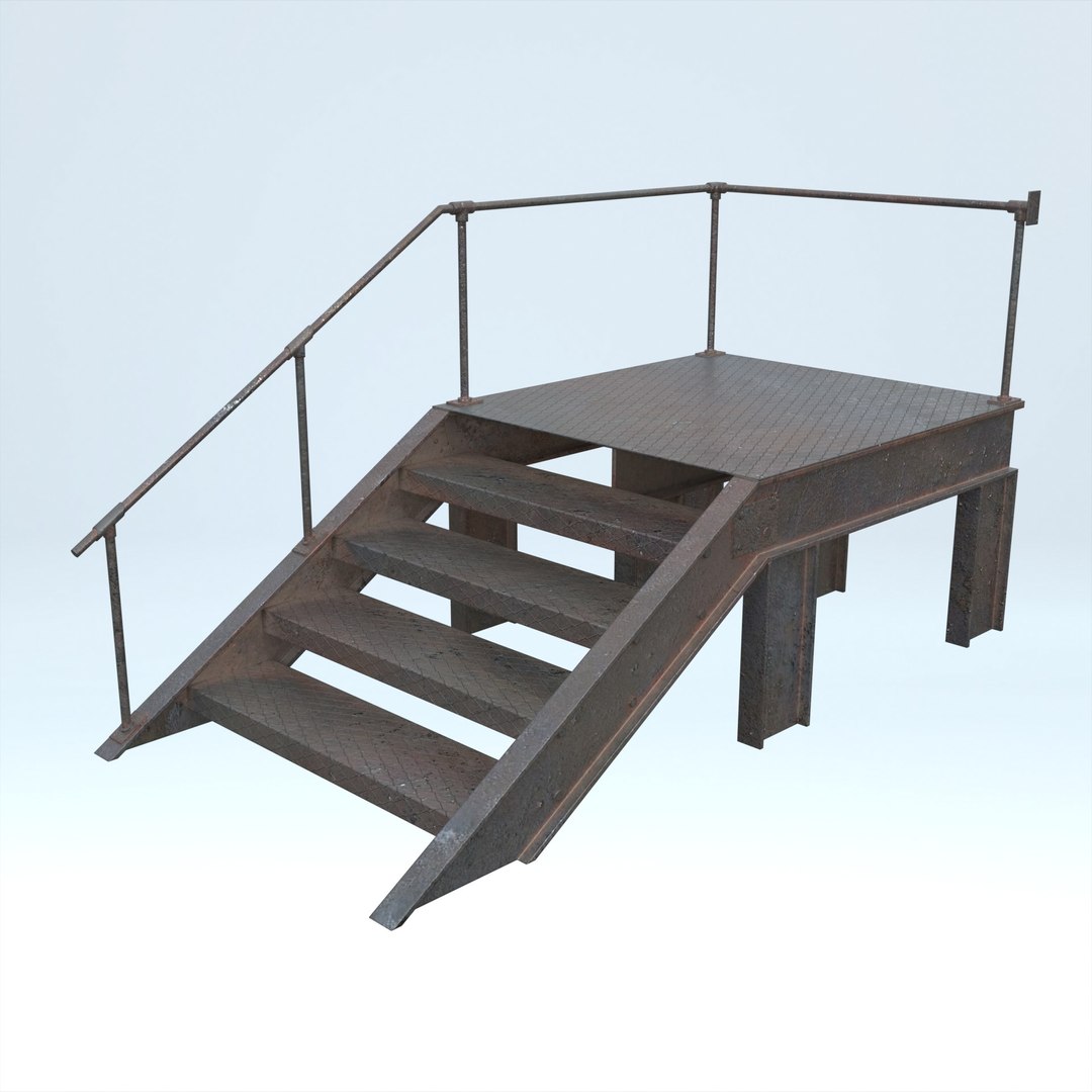3D Old Metal Stairs Model - TurboSquid 2426179