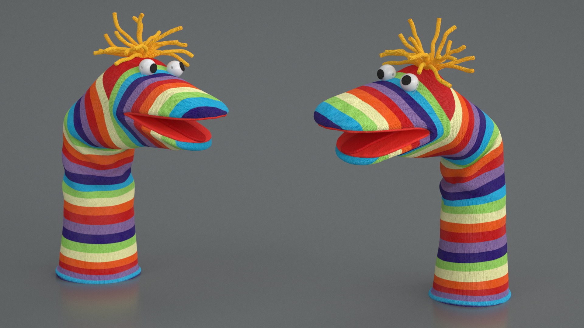 Sock Puppet Character Striped Boy Smiling Pose Model - TurboSquid 2269857