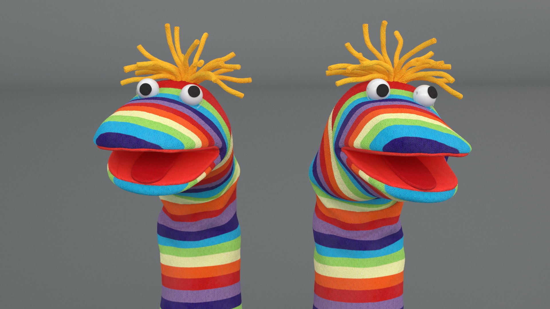 Sock Puppet Character Striped Boy Smiling Pose Model - TurboSquid 2269857