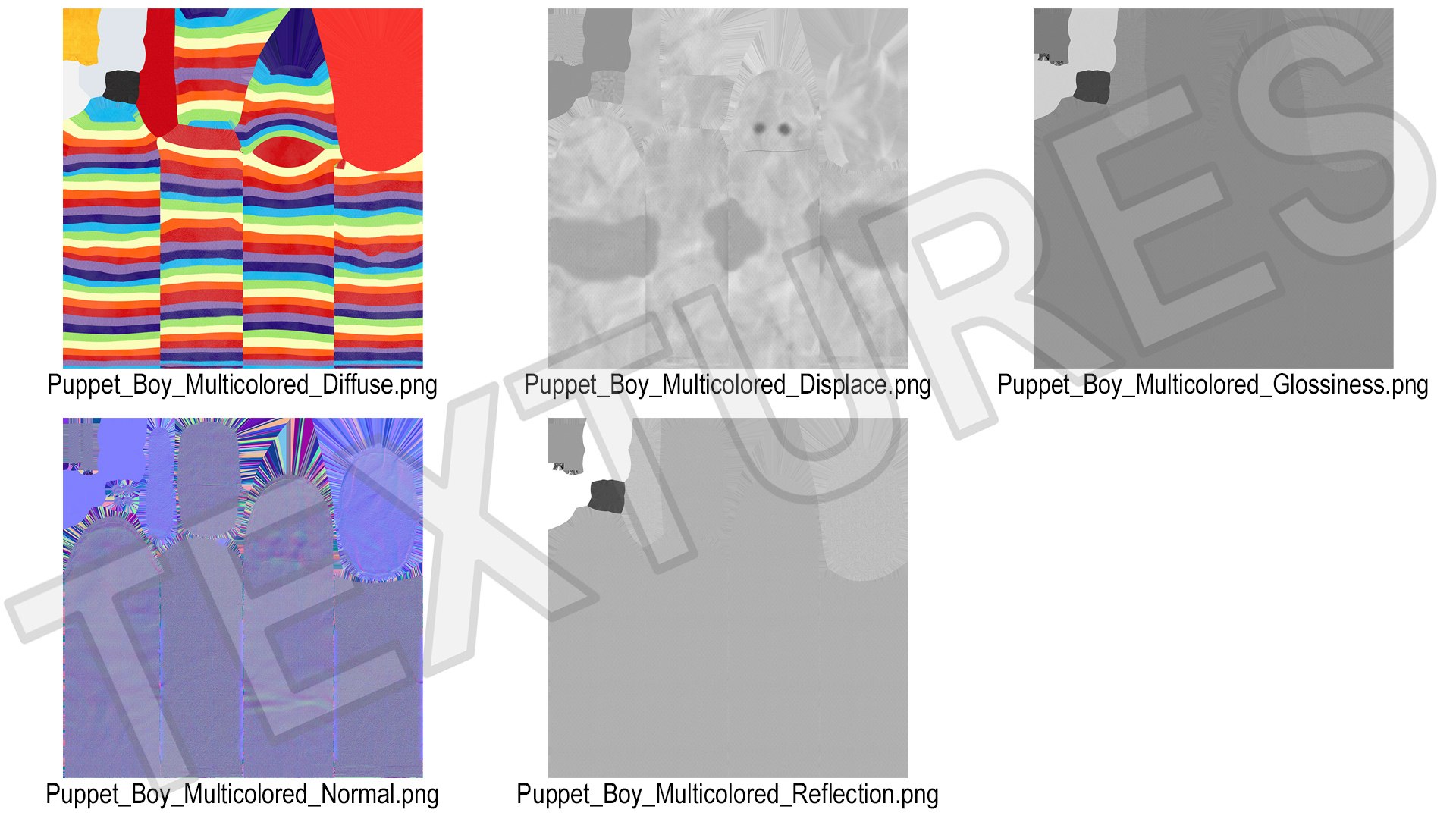 Sock Puppet Character Striped Boy Smiling Pose Model - TurboSquid 2269857