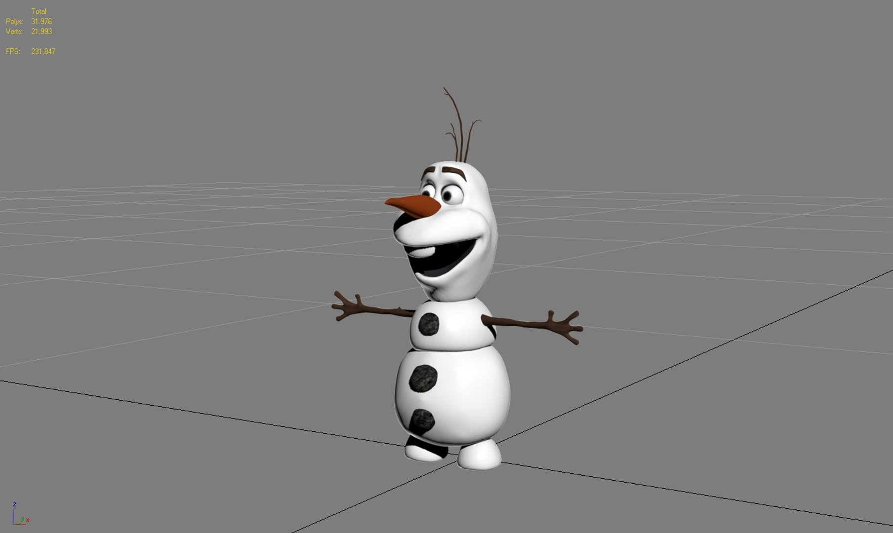 3d olaf rigged model