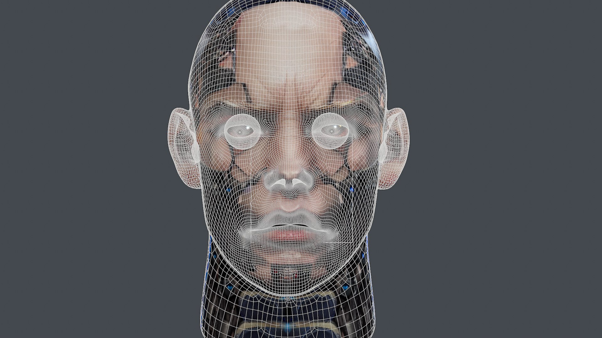 Realistic White Male Head Cyborg 3D model Game Ready Low-poly Low-poly ...