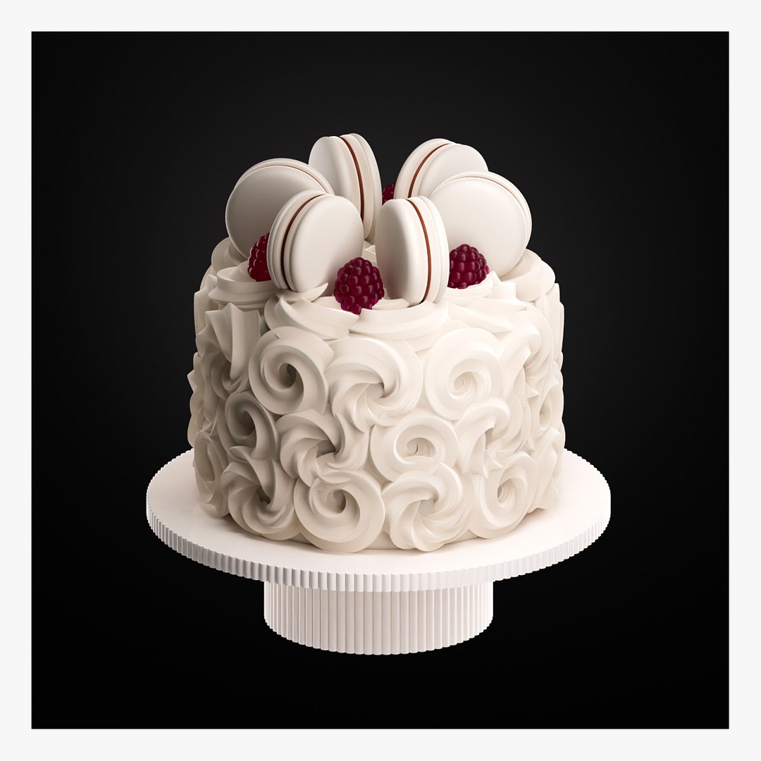 3D Cake With Macarons Model - TurboSquid 2122761