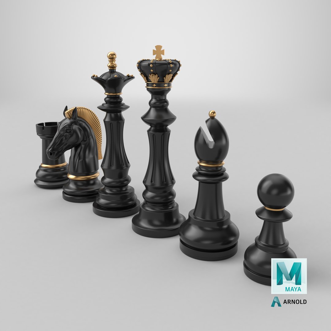 Detailed Chessmen Gold Black 3D - TurboSquid 2269891