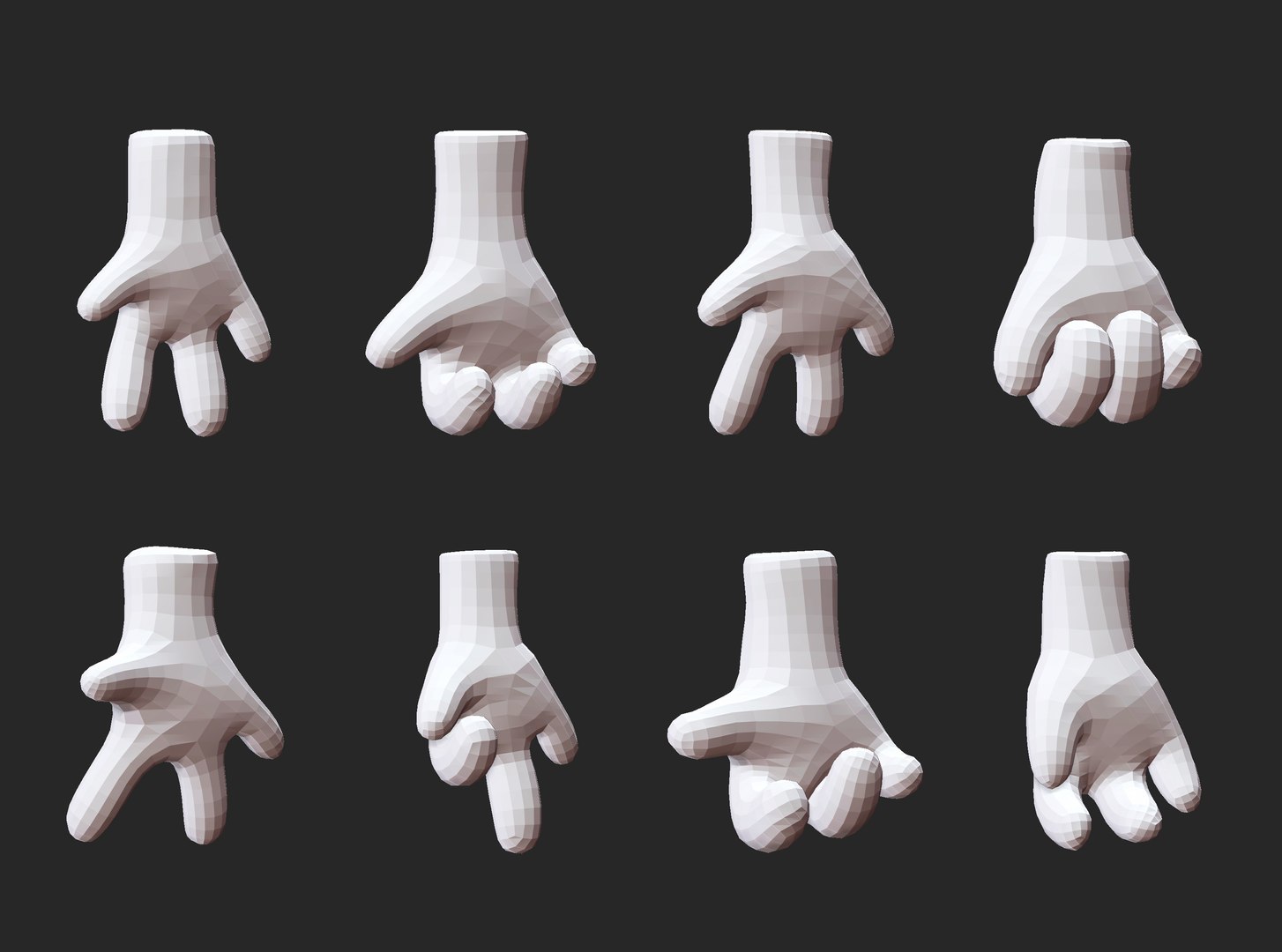modelo 3d 35 low poly cartoon hands and gestures IMM set - TurboSquid ...
