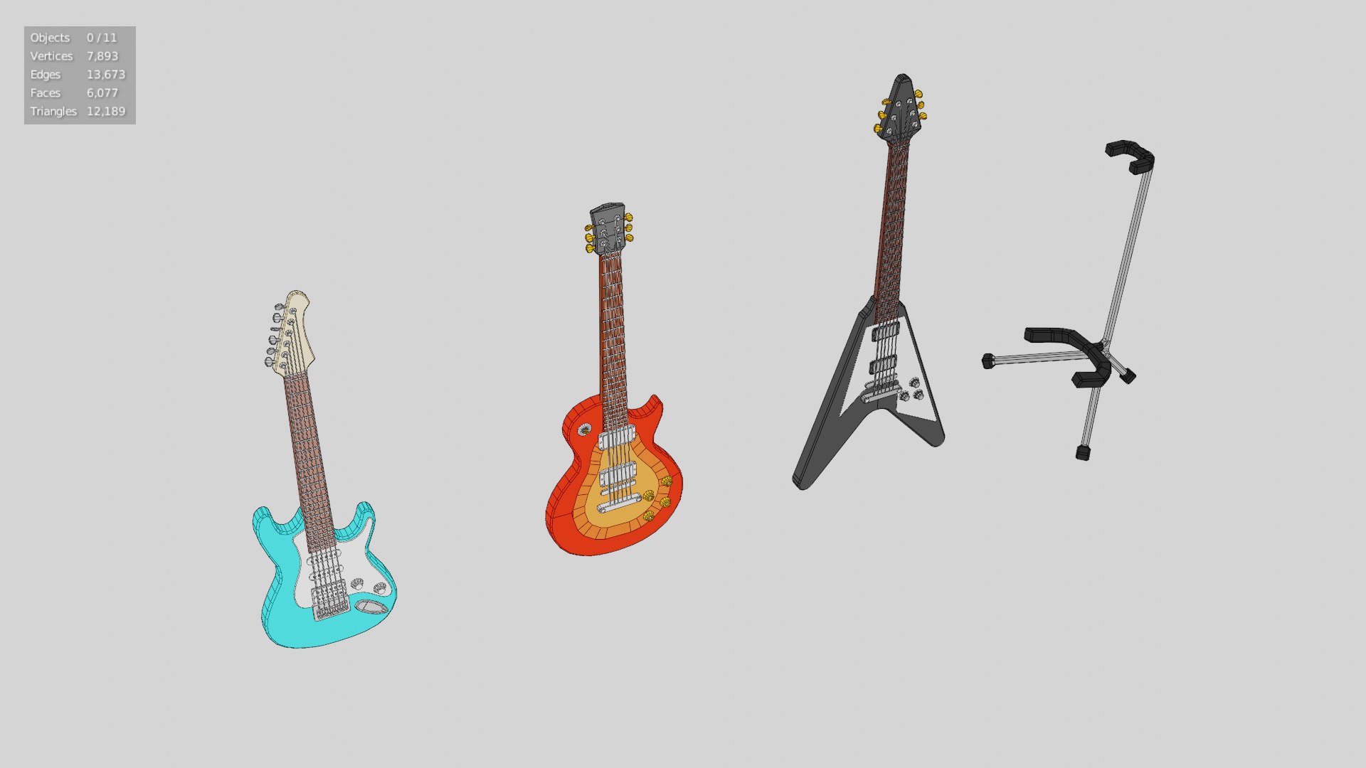 3D Model Low Poly Electric Guitars - TurboSquid 1918557