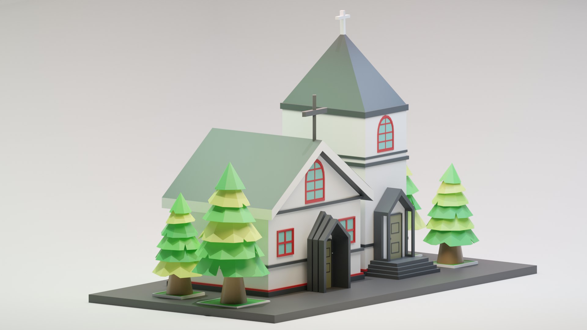 3D Cartoon Church 01 Model - TurboSquid 1901052