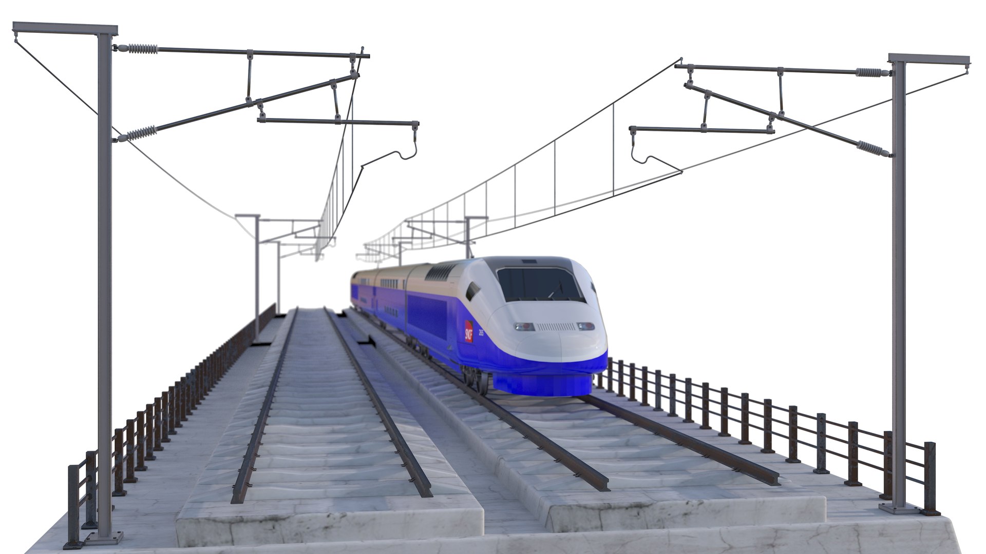 3D Model High Speed Rail Bridge Section And TGV Duplex - TurboSquid 1992450