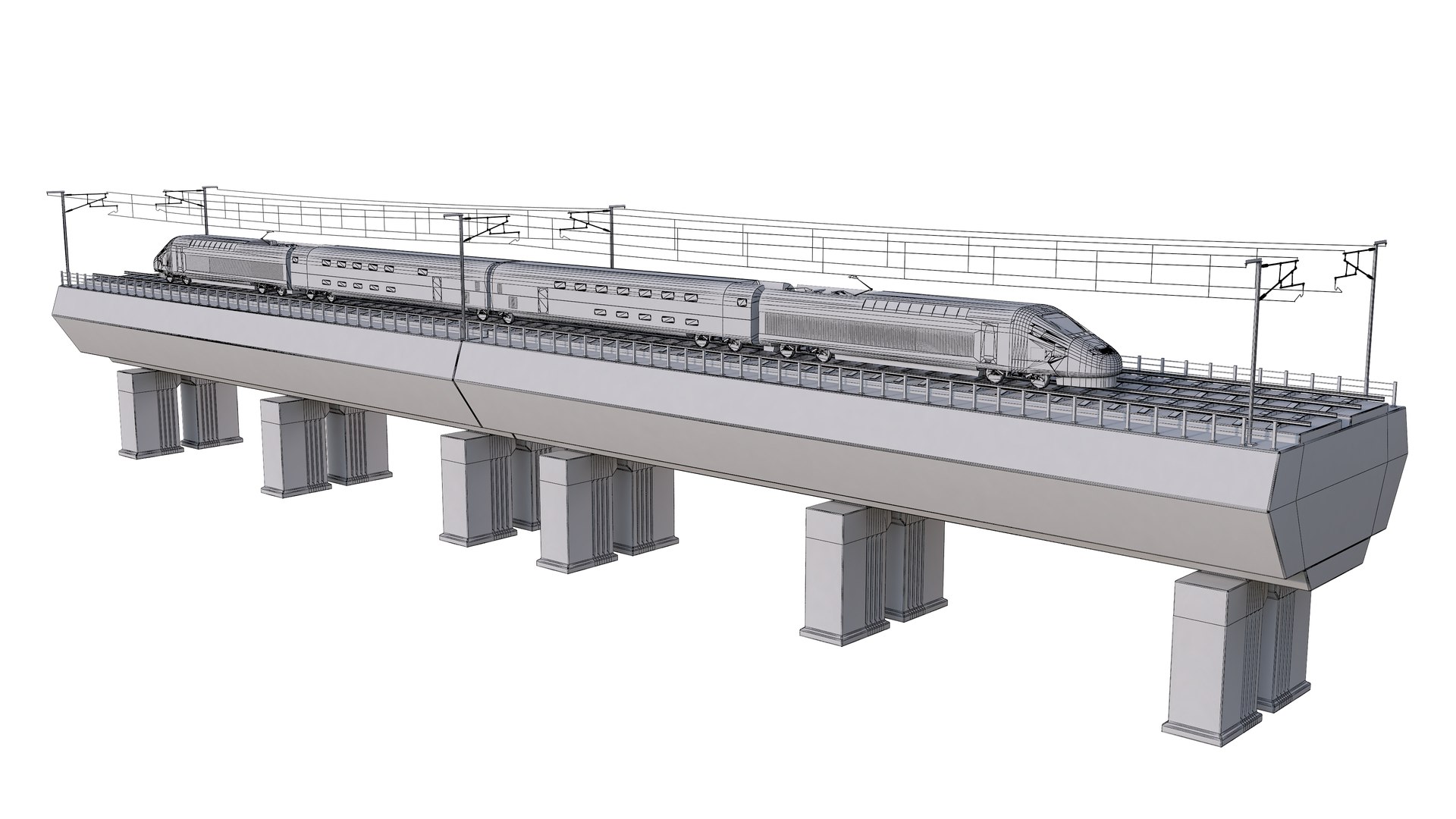 3D Model High Speed Rail Bridge Section And TGV Duplex - TurboSquid 1992450