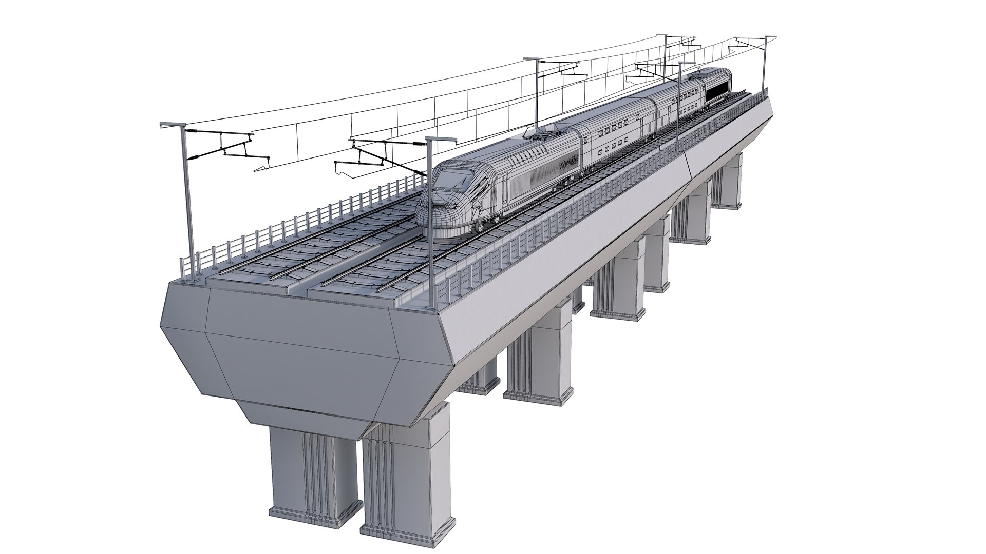 3D Model High Speed Rail Bridge Section And TGV Duplex - TurboSquid 1992450