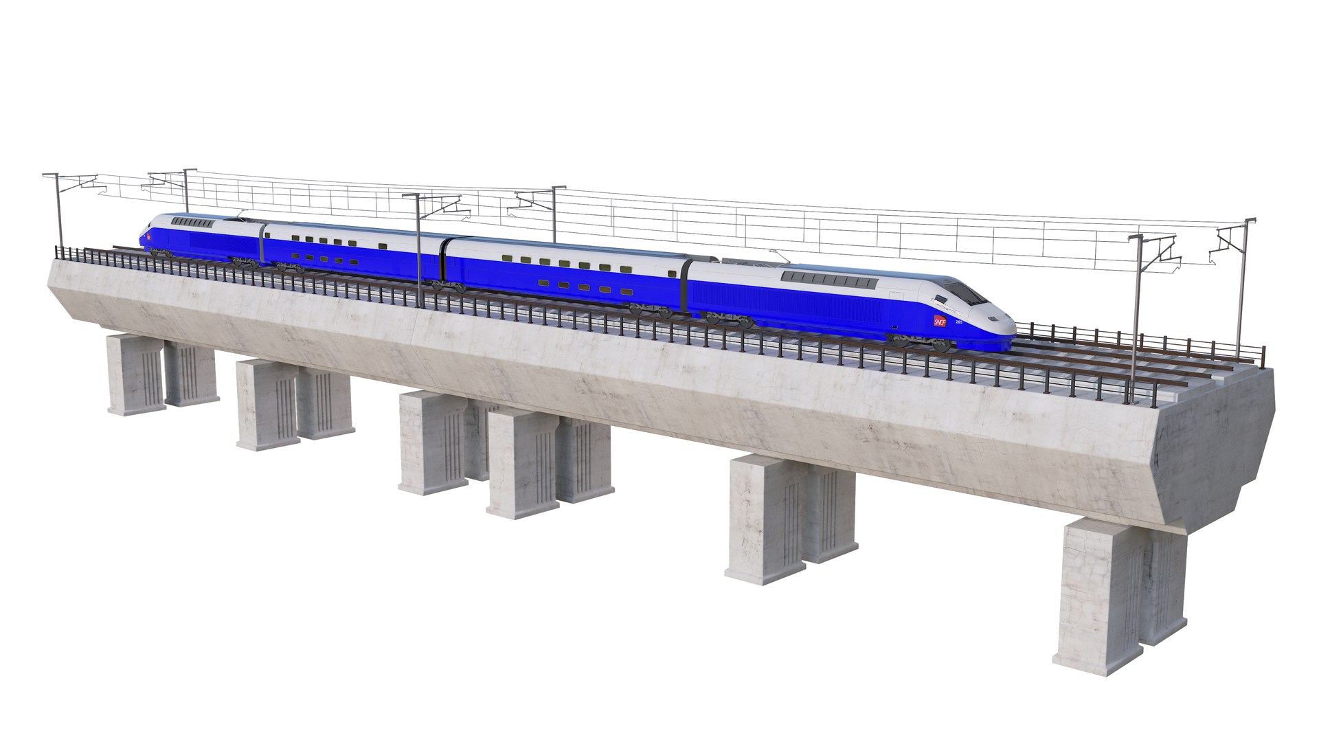 3D Model High Speed Rail Bridge Section And TGV Duplex - TurboSquid 1992450