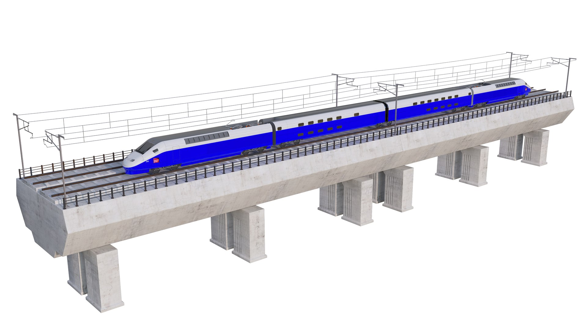 3D Model High Speed Rail Bridge Section And TGV Duplex - TurboSquid 1992450